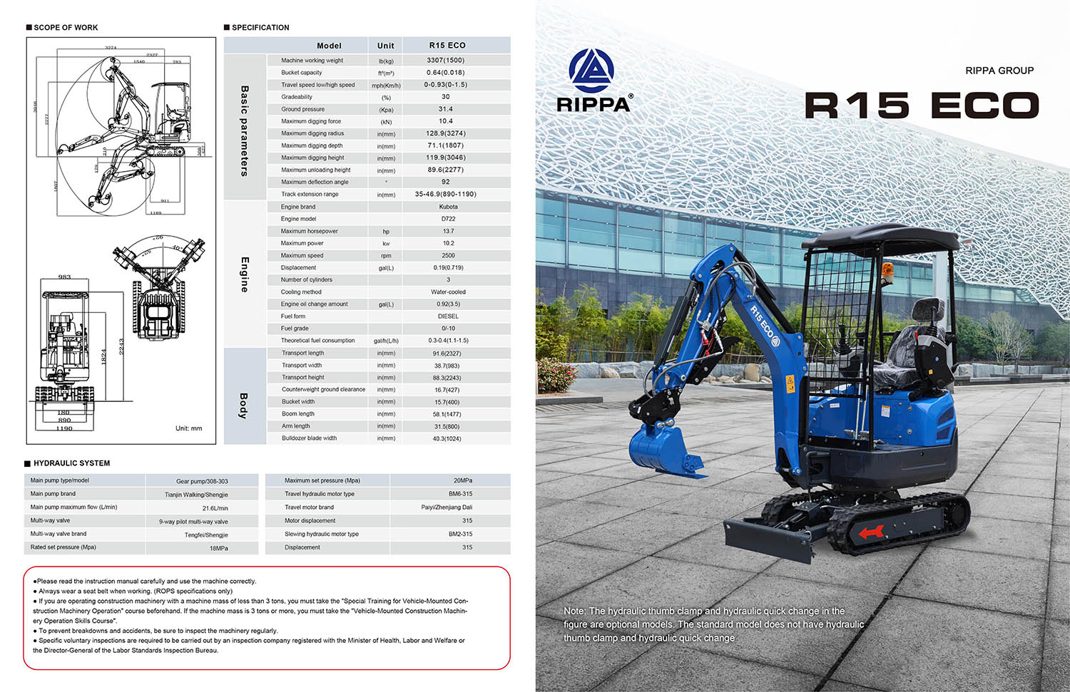 R15 – ECO Mini Excavator – RIPPA